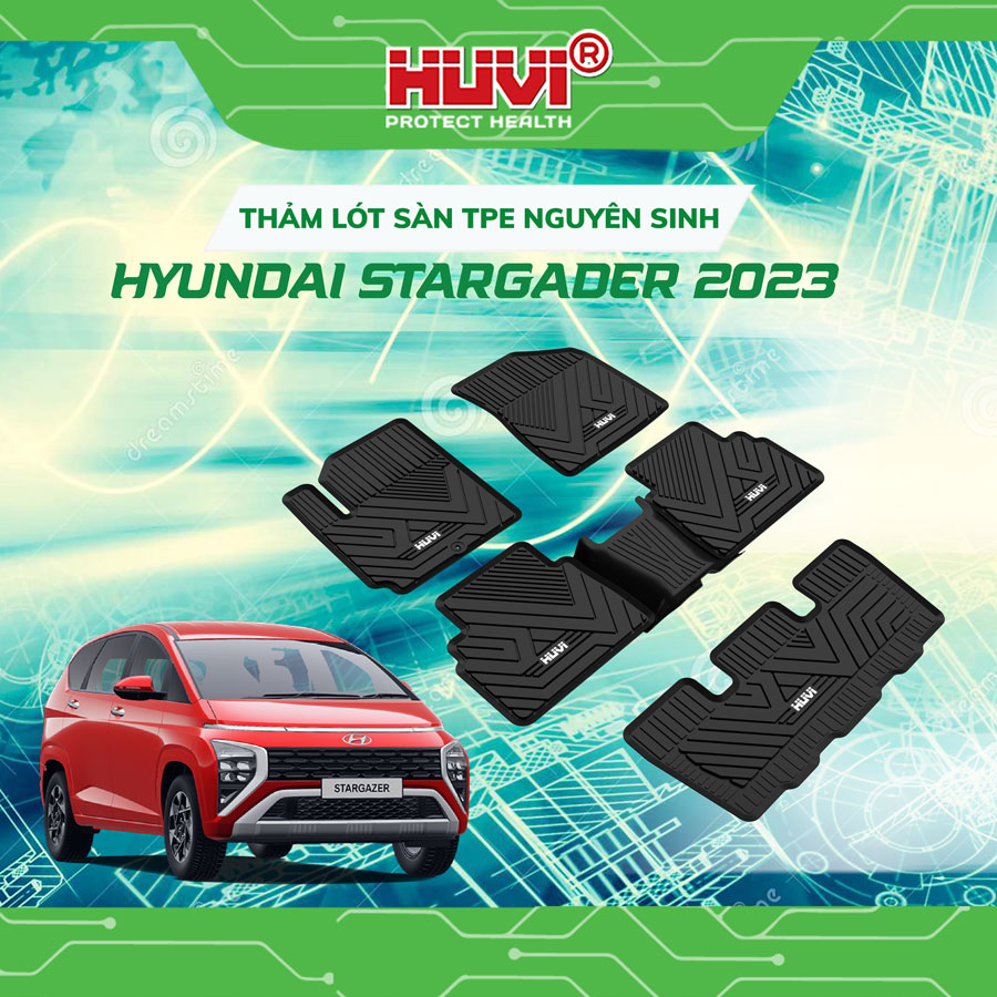 THẢM SÀN HUVI NHỰA TPE 2D CHO HYUNDAI STARGAZER 2023 (7c) - Nhật Minh Auto